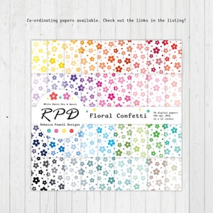 Cute Flowers Digital Paper Pack, Seamless Floral Confetti Pattern ...