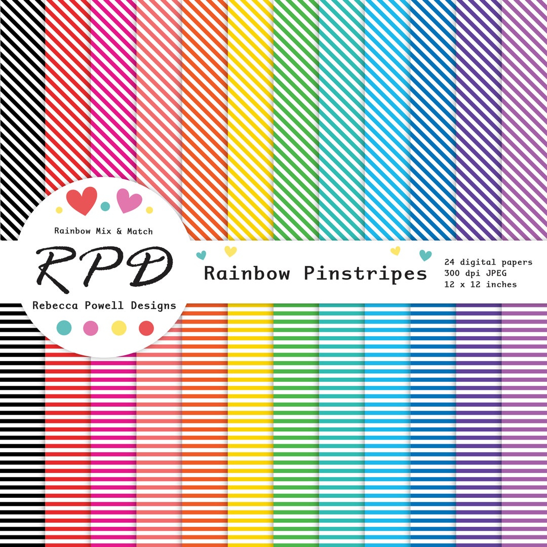 Horizontal Diagonal Stripes Digital Paper Pack, Seamless Pattern ...