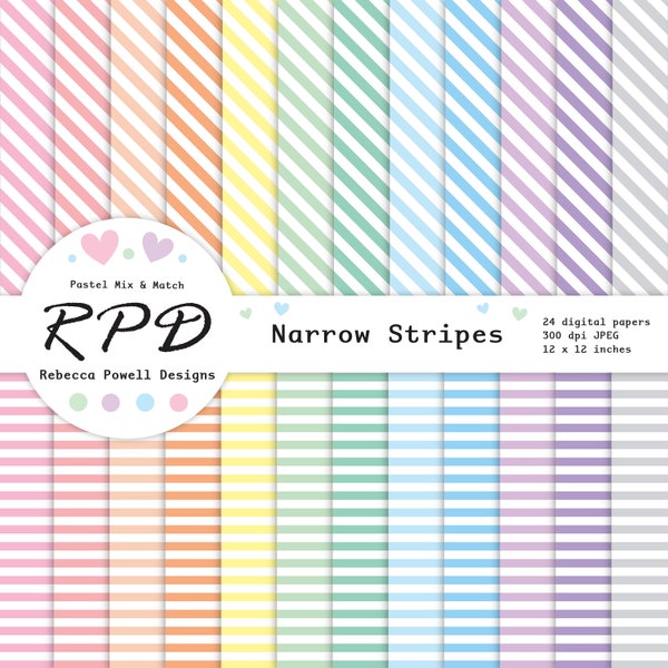 Stripe Digital Paper - Etsy