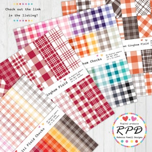 Red Plaid Digital Paper Pack , Seamless, Black, White, Lumberjack Check ...