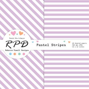 Horizontal & Diagonal Stripes Seamless Digital Paper, Printable ...