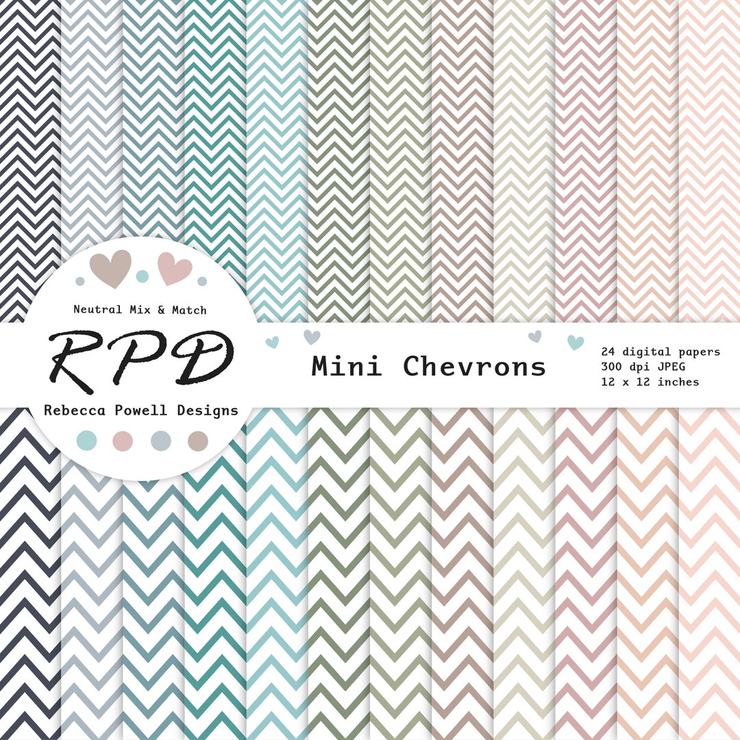 Small Chevron Stripes Digital Paper Pack, Seamless, Multi Neutral ...