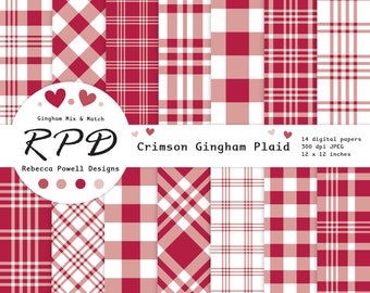 Lumberjack Digital Paper Buffalo Plaid Check in Red White - Etsy