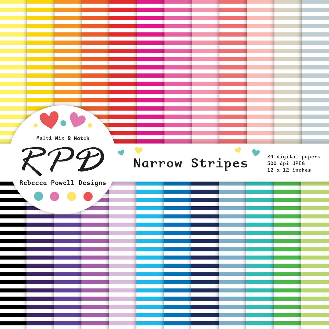 Rainbow Stripes Digital Paper Pack: Seamless Scrapbook Backgrounds ...