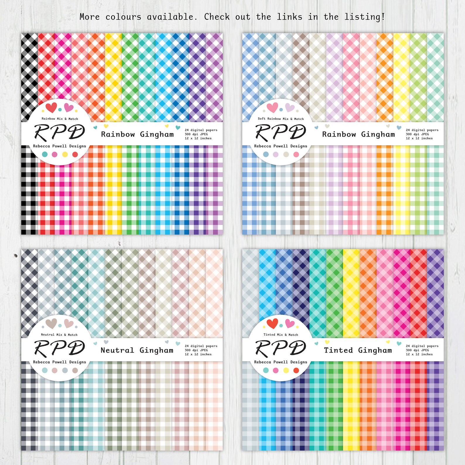 Gingham Pattern Seamless Digital Paper, Pastel Colours & White ...