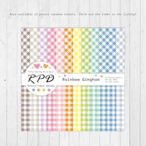 Gingham Pattern Seamless Digital Paper, Pastel Colours & White ...