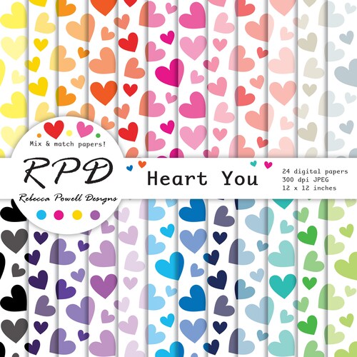 Gradient Hearts Digital Paper Rainbow Hearts Pattern - Etsy