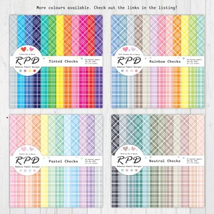 Plaid Tartan Check Seamless Digital Paper, Rainbow Colours & White ...