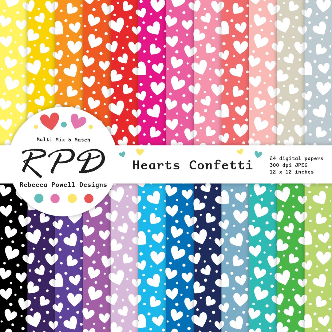 SALE Love Hearts Confetti Digital Paper Seamless Pattern - Etsy