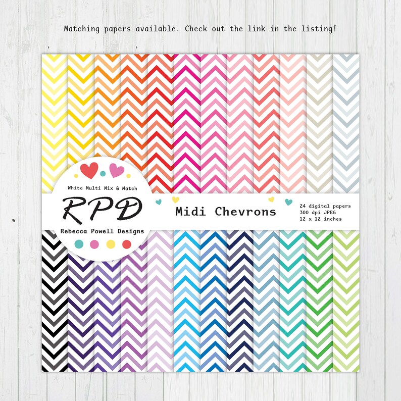 Rainbow Chevron Stripes Digital Paper Pack: Seamless Scrapbook ...