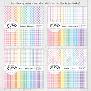 Gingham Pattern Seamless Digital Paper, Pastel Colours & White ...