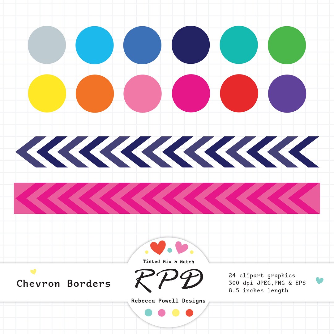 SALE Borders Digital Clip Art Set, Chevron Stripes, Multi Colours ...