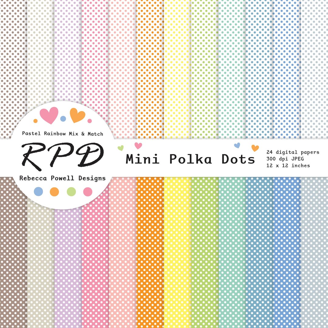 Mini Polka Dots Digital Paper Pack - Seamless Pastel Rainbow ...