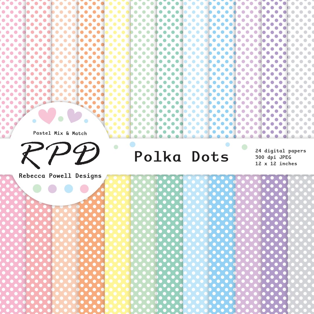 Pastel Polka Dot Digital Paper Pack: Seamless Scrapbook Backgrounds ...