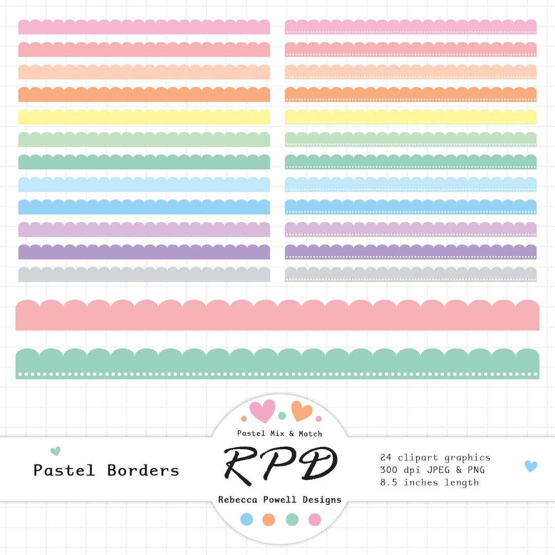 Pastel Scalloped Ribbon Borders Clipart Set: Scrapbook & Planner ...