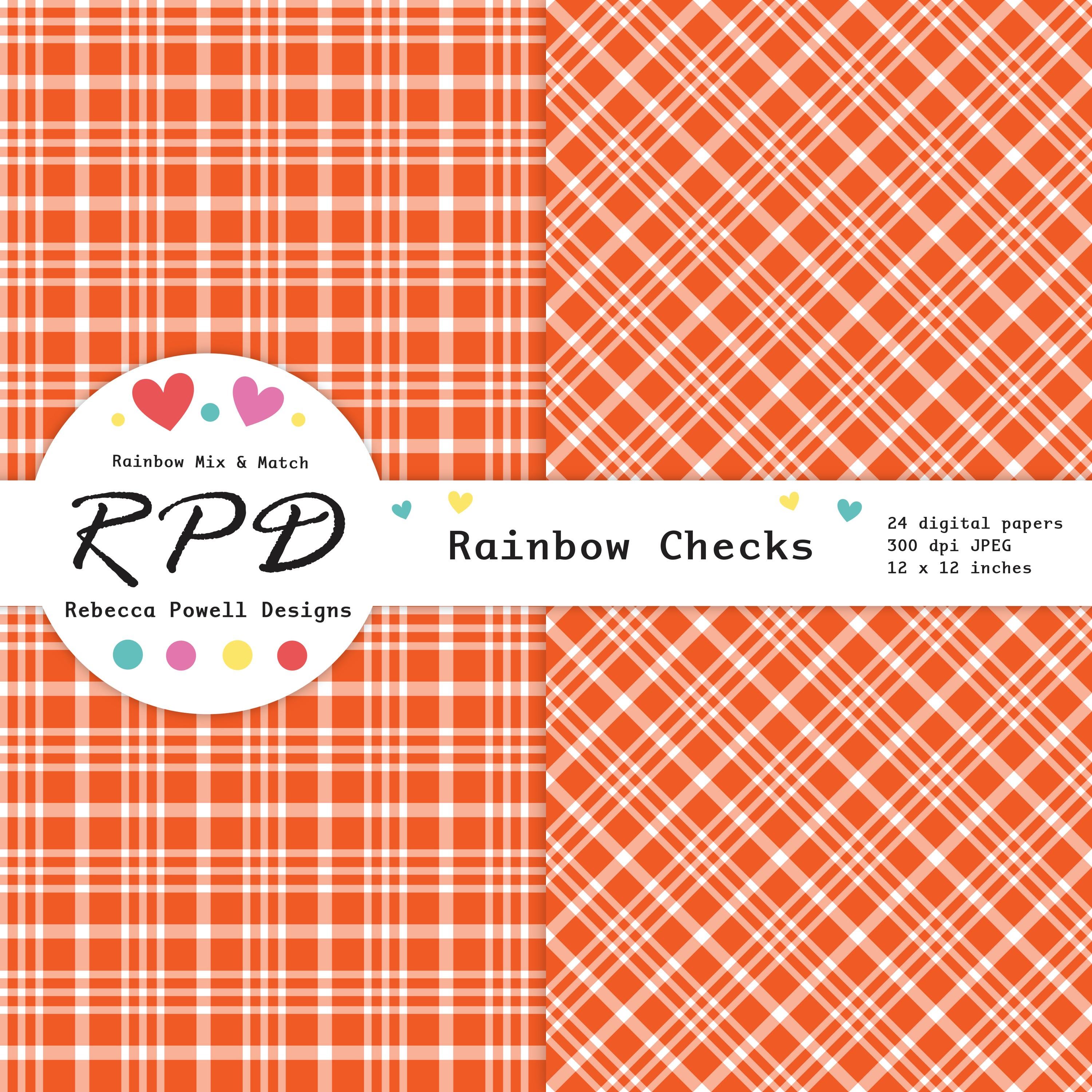 Plaid Tartan Check Seamless Digital Paper, Rainbow Colours & White ...