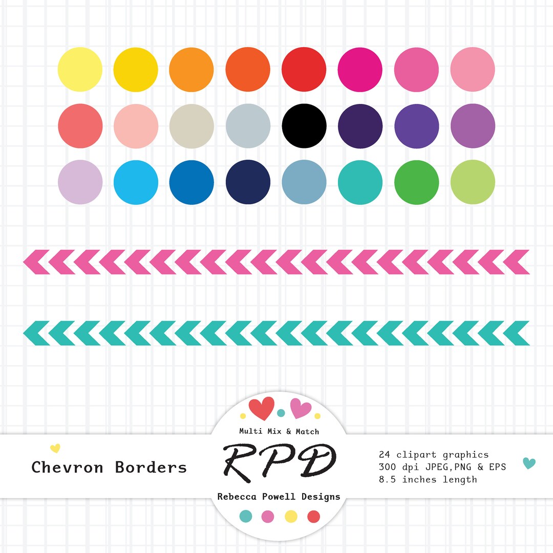 SALE Borders Digital Clip Art Set Chevron Stripes Rainbow - Etsy