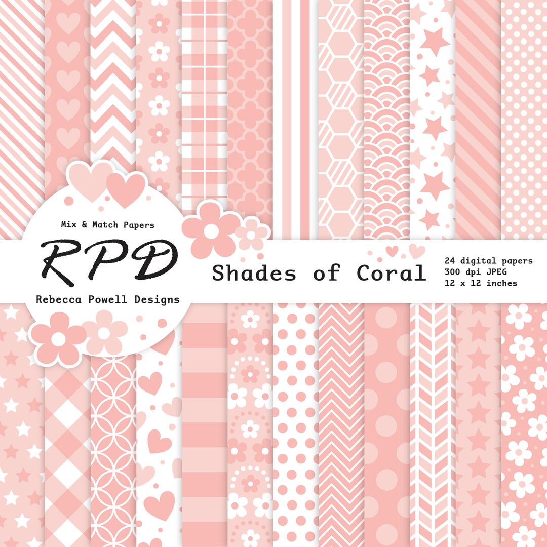Peach Colour Digital Papers Pack: Seamless Mixed Patterns (instant ...