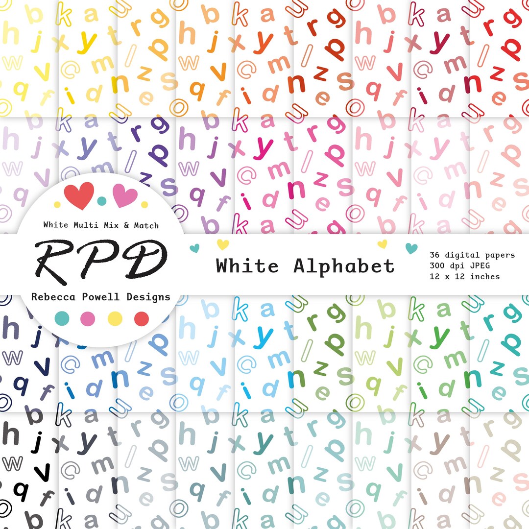 ABC Alphabet Letters Digital Paper Pack - Seamless Rainbow Colours ...