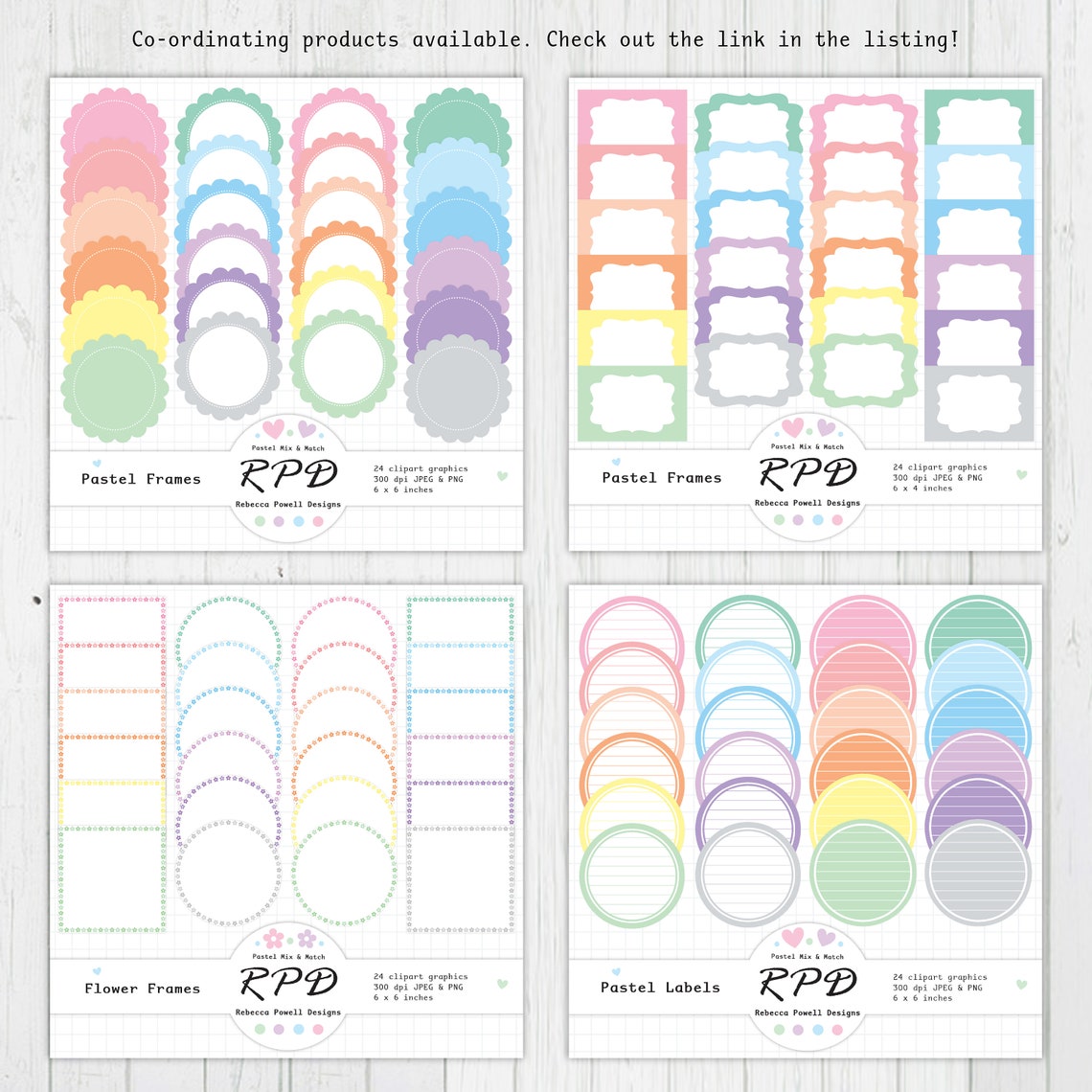 Vintage Style Digital Clip Art Frames, Pastel Colours, Scrapbooking ...