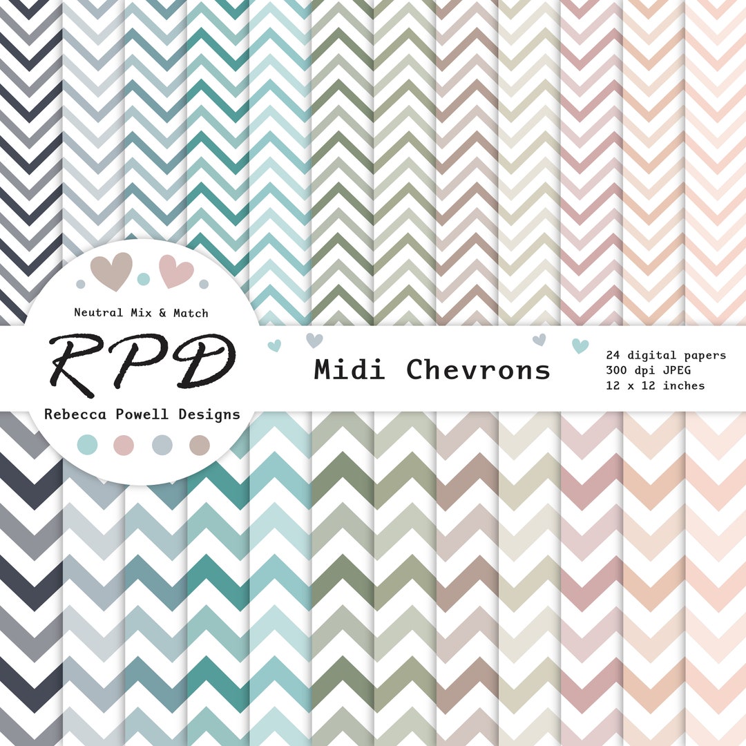 Chevron Stripes Digital Paper Pack: Neutral Two Tone (digital Download ...
