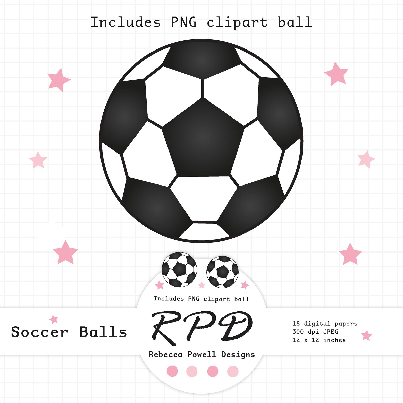Pink Soccer Digital Paper Pack, Printable Seamless Football Patterns ...