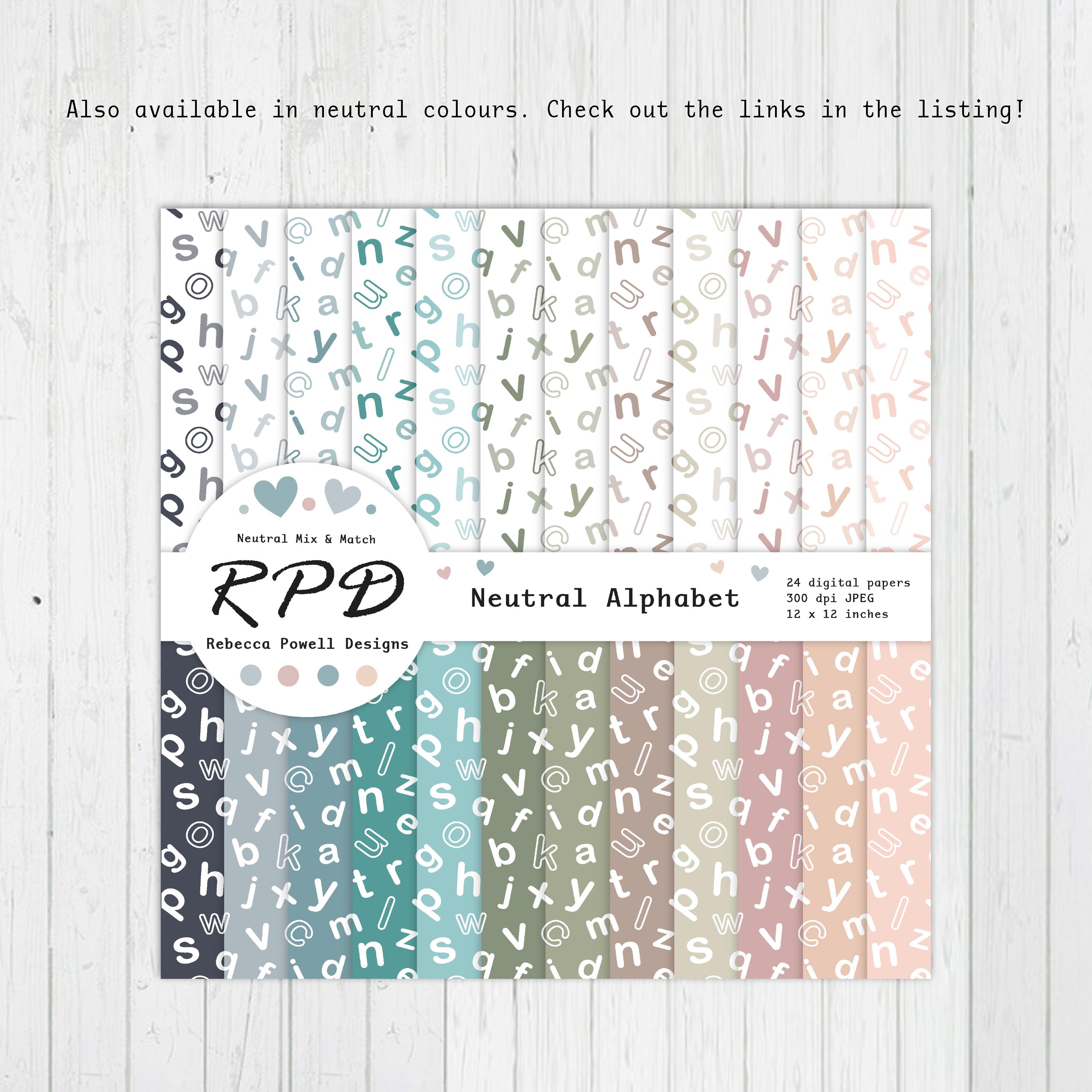 Rainbow Alphabet Digital Paper: Seamless Pattern Scrapbook (digital ...