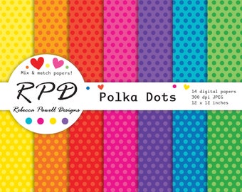 Polka Dot Digital Papers Background Digital Images UZ837 - Etsy
