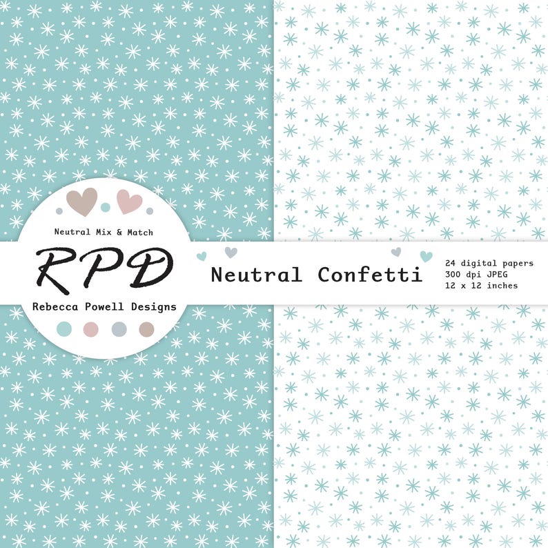 White Snowflake Confetti Digital Paper, Seamless Pattern, Neutral ...