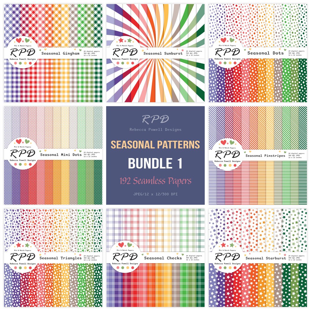 Printable Digital Paper Bundle, Seamless Patterns for Scrapbook Pages ...