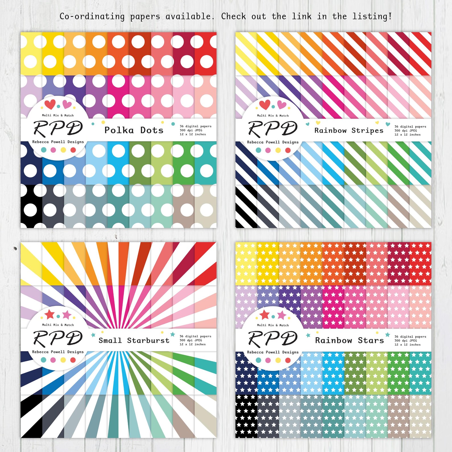 Polka Dots Digital Paper, Seamless Pattern, Rainbow Colours & White ...