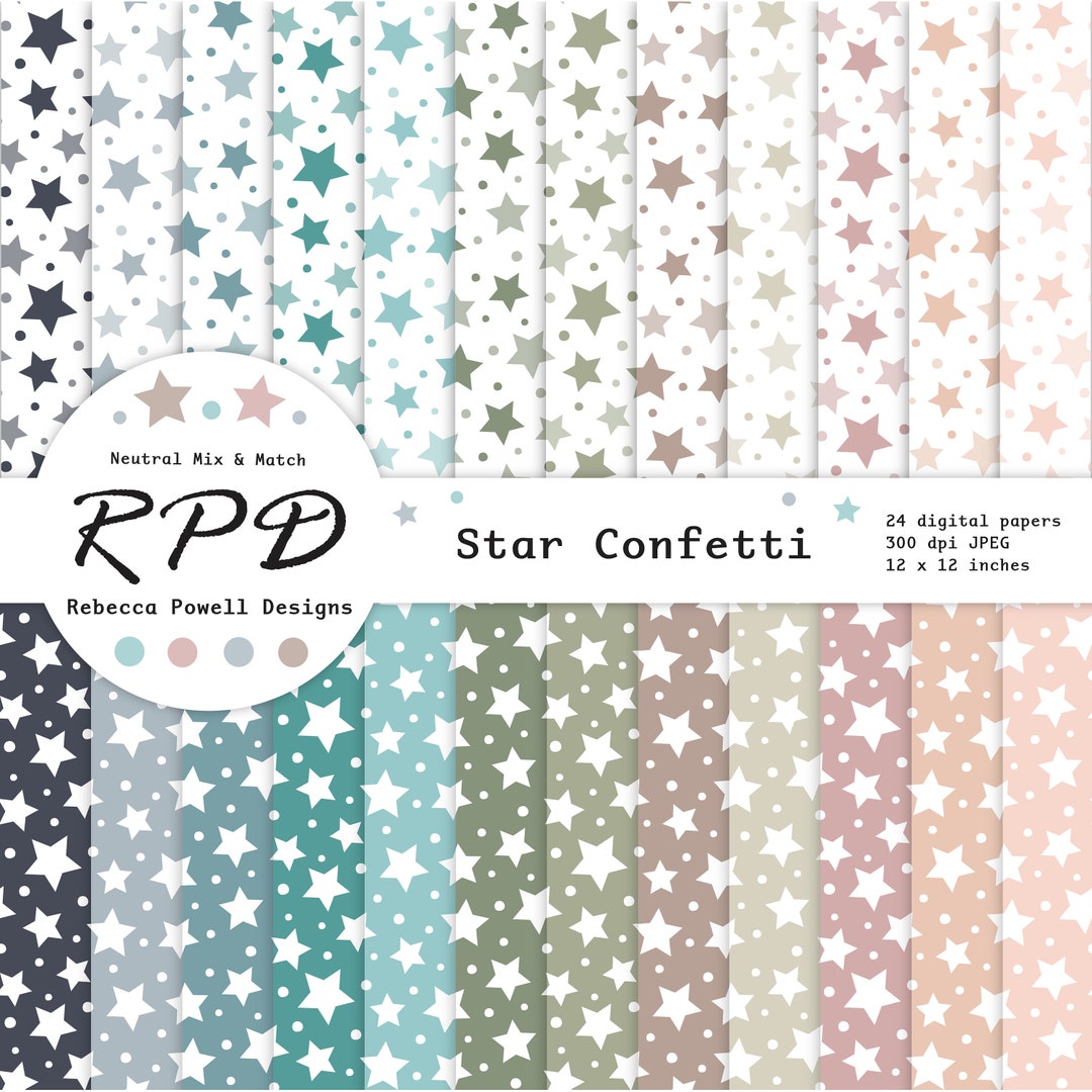 Star Polka Dot Digital Paper Pack: Neutral Seamless Patterns ...