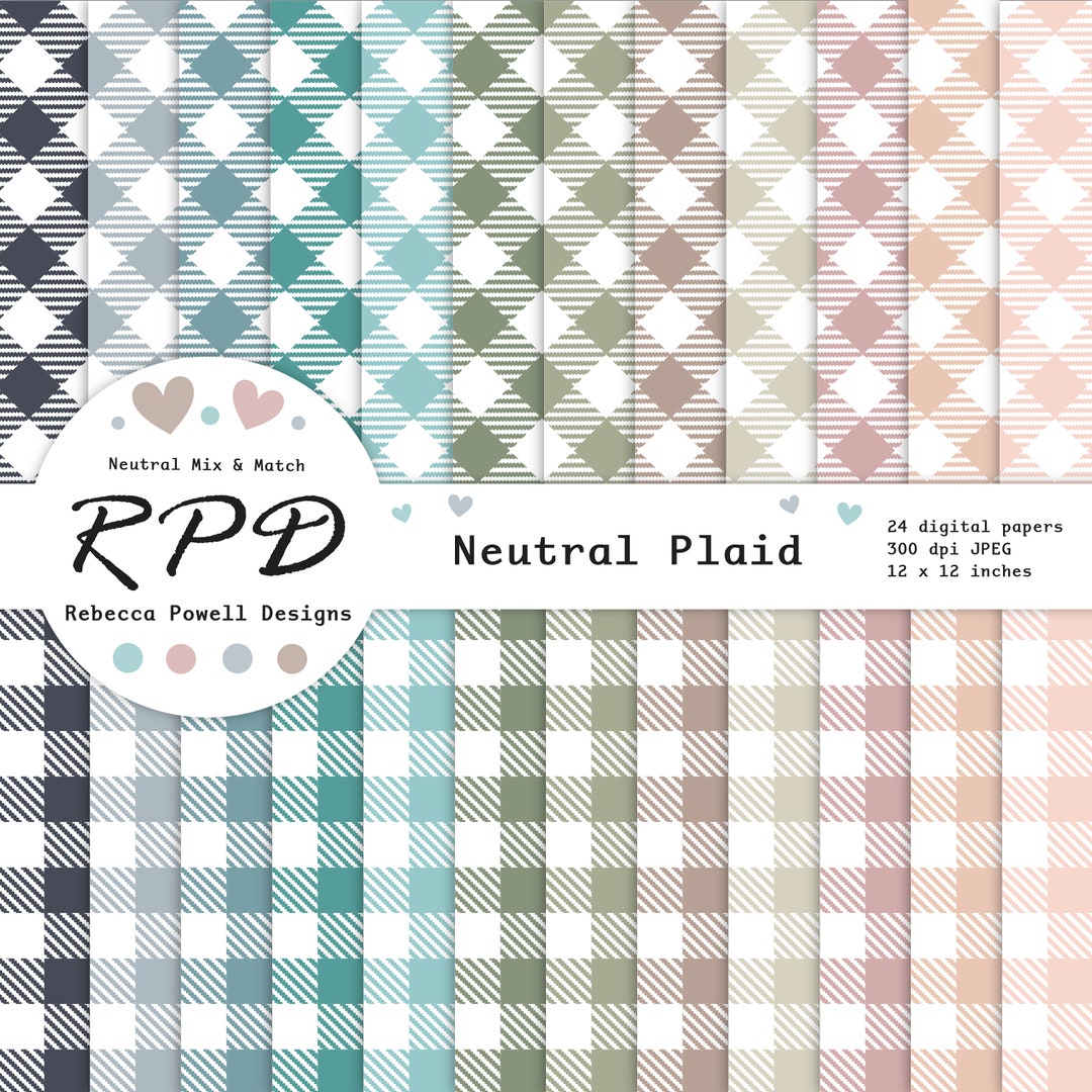 Buffalo Plaid Digital Paper Pack: Neutral Seamless Patterns (commercial ...