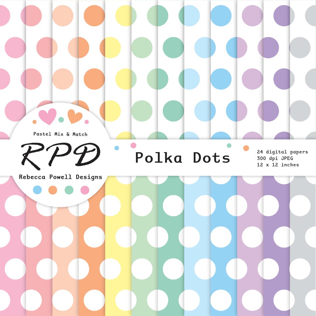 Pastel Polka Dot Digital Paper Pack: Seamless Scrapbook Patterns ...