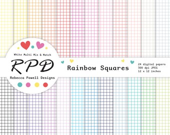 Grid Check Digital Paper, Seamless Pattern, Crosshatch Squares, Pastel ...