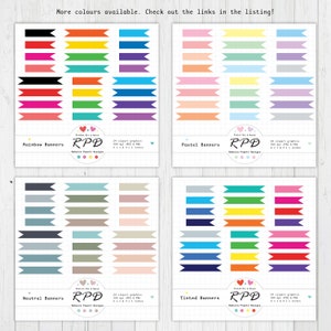 Flag Ribbon Banners Digital Clip Art, Pastel Rainbow Colours ...