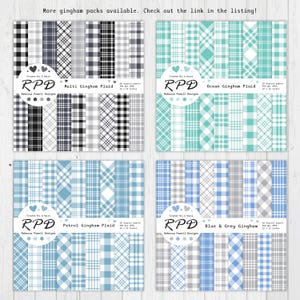 Bright Blue & White Gingham Plaid Checks Digital Paper, Seamless ...