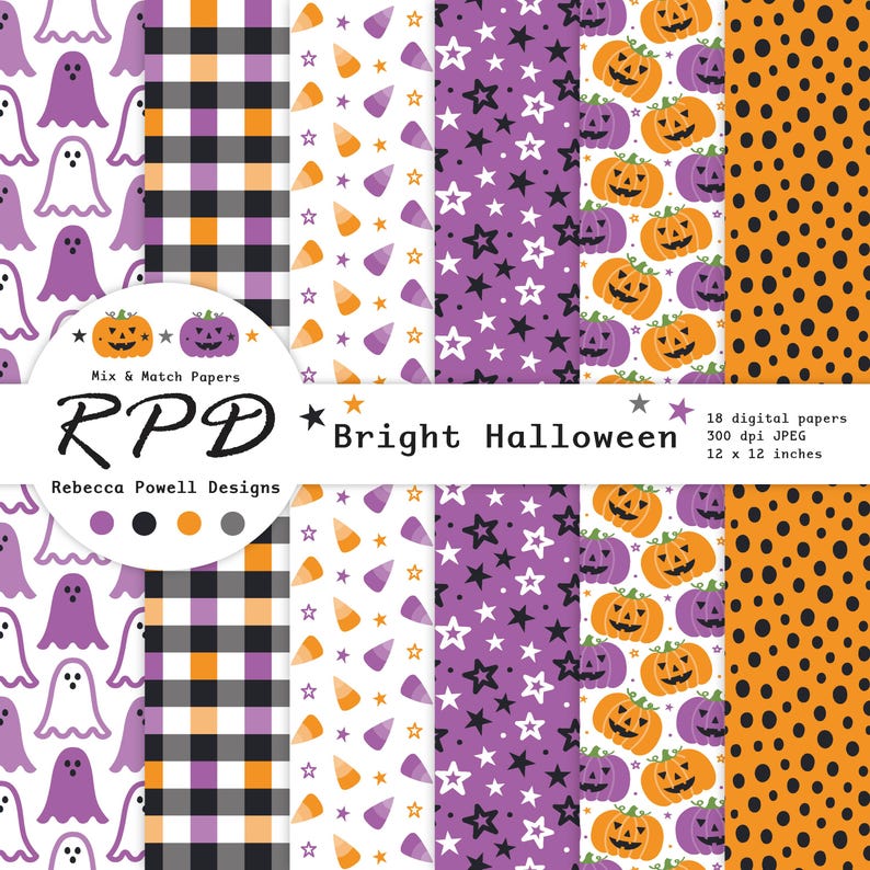 Spooky Halloween Digital Paper Pack: Seamless Patterns (12x12 Jpegs ...