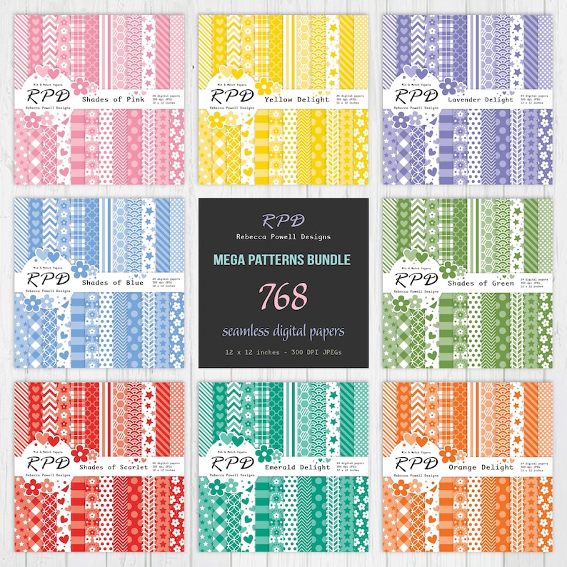 Mega Bundle Digital Papers Pack: Seamless Mixed Patterns (instant ...