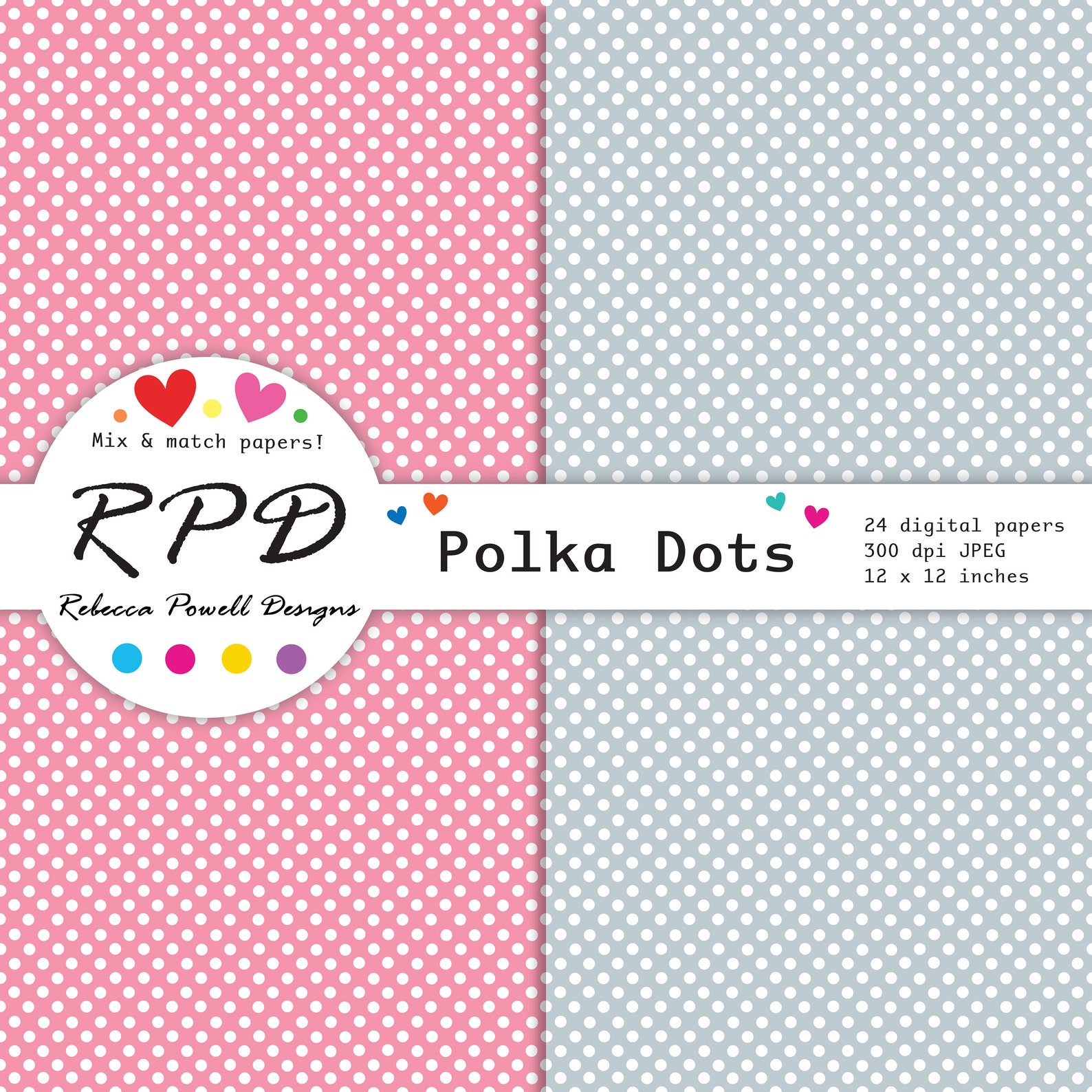 Mini Polka Dots Digital Paper Seamless Pattern Rainbow - Etsy