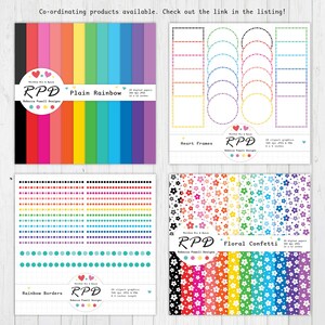 Cute Flowers Seamless Digital Paper, Rainbow Colours, White Backgrounds ...