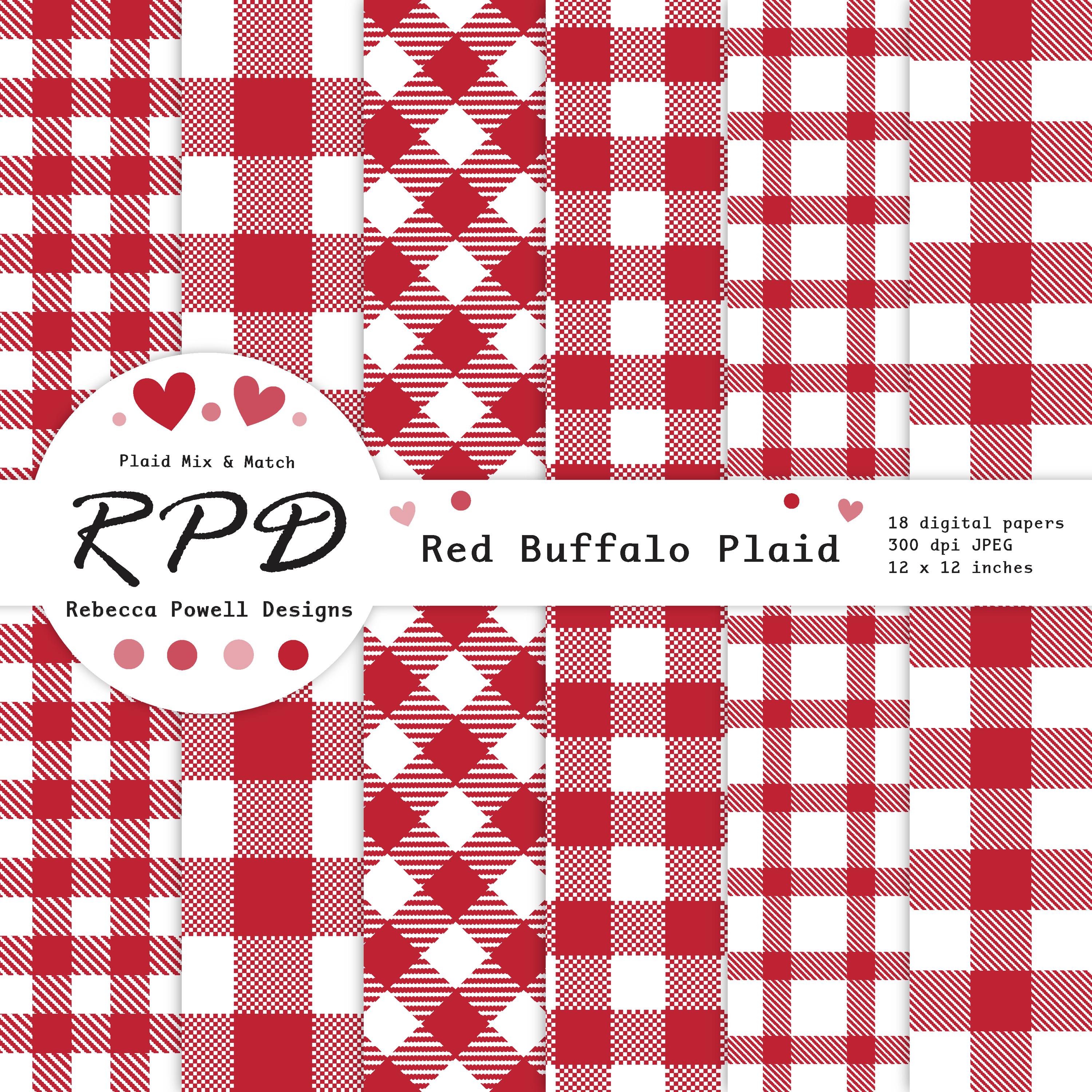 Crimson Red Buffalo Plaid Digital Paper Pack: Seamless Scrapbooking ...