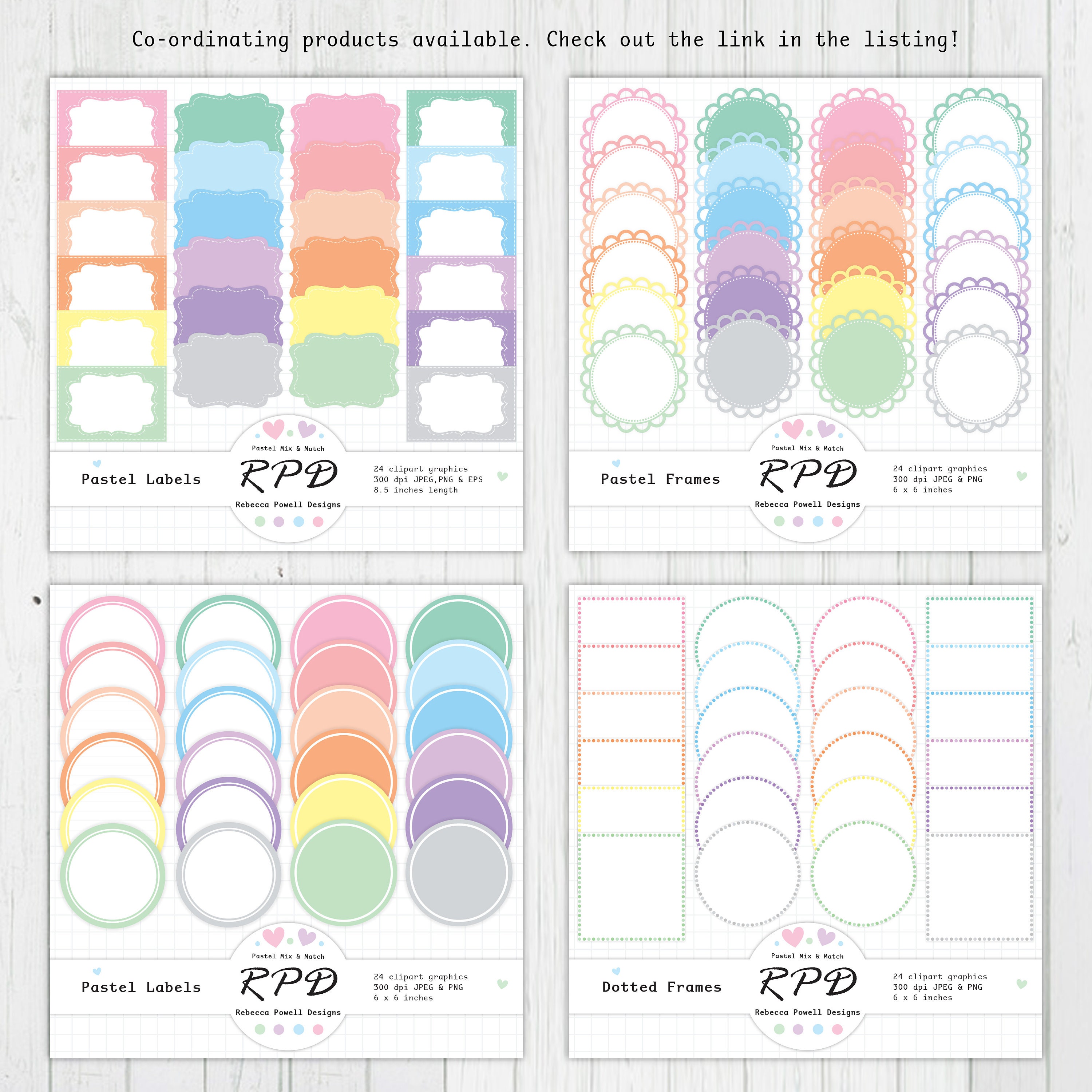 Vintage Pastel Frames Clip Art: Rectangle Text Box Graphics (digital ...