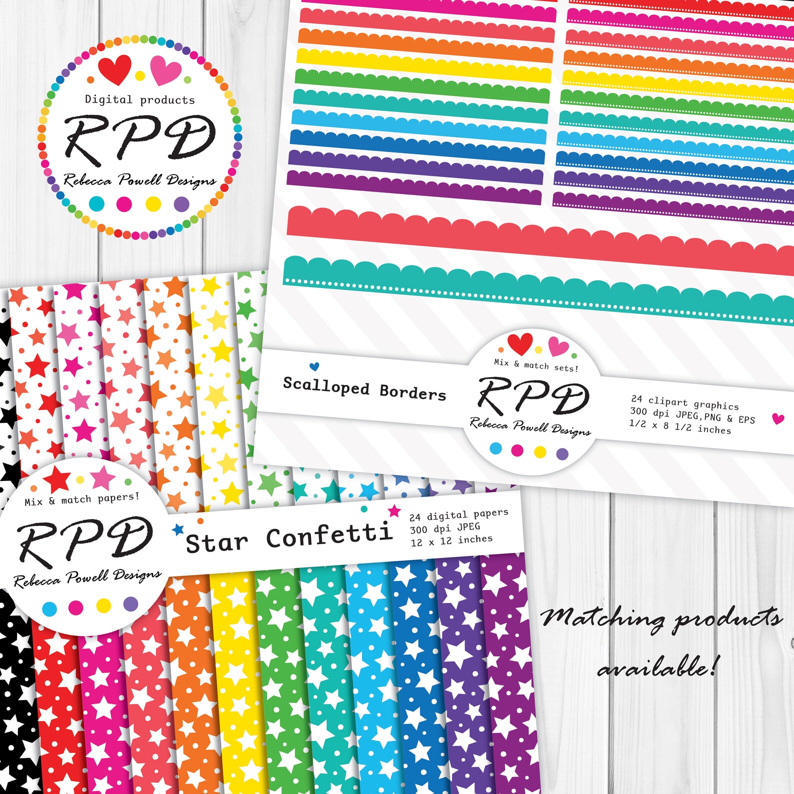 SALE Plain Multi-coloured Digital Paper Set Solid Bright | Etsy