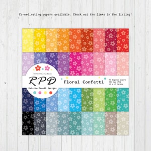 Cute Flowers Digital Paper Pack, Seamless Floral Confetti Pattern ...