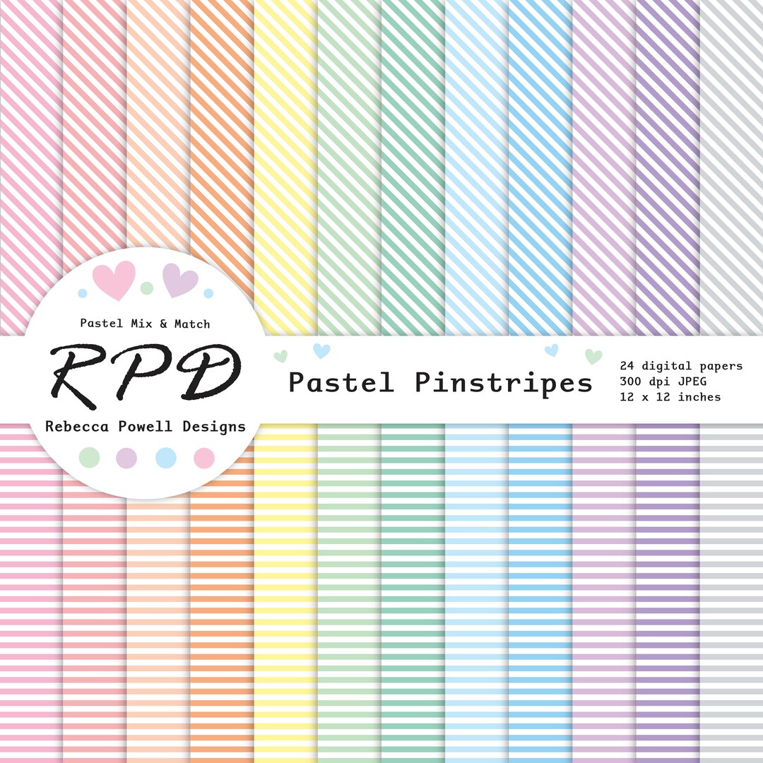 Horizontal Diagonal Stripes Digital Paper Pack, Seamless Pattern ...