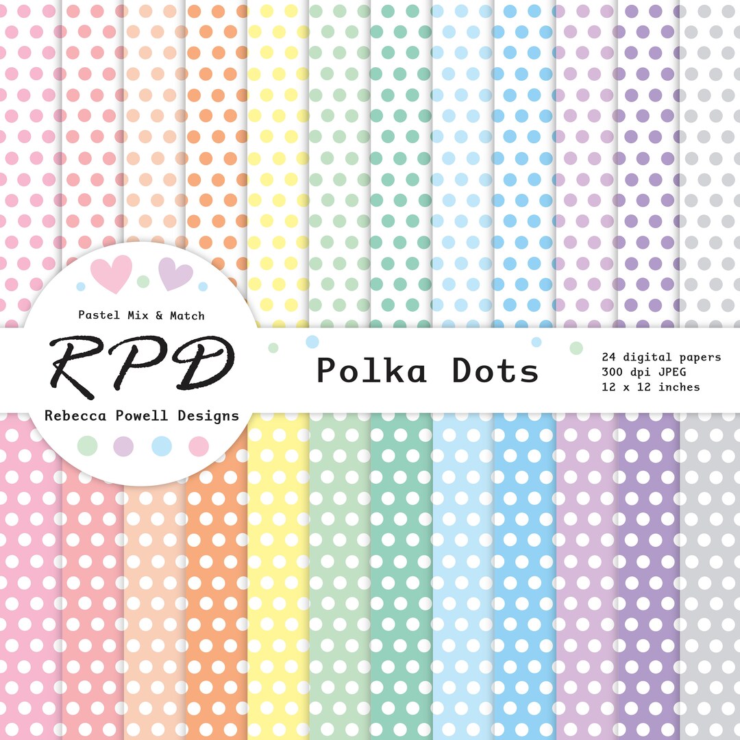 Polka Dots Digital Paper, Seamless Pattern, Pastel Colours, White ...
