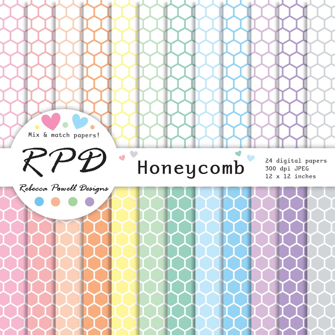 Honeycomb Digital Paper Seamless Pattern Pastel Colours - Etsy