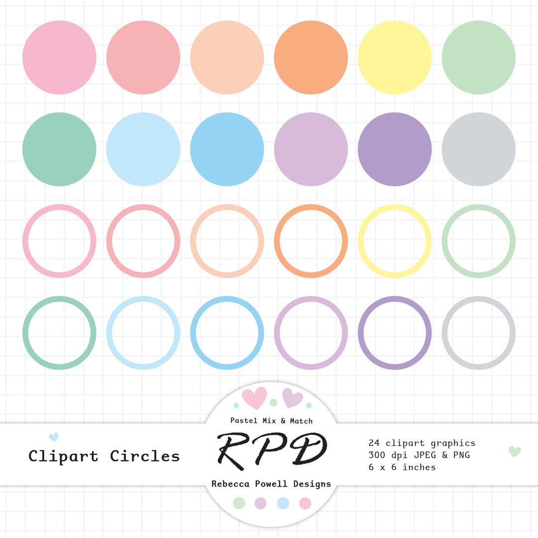 Circles Digital Clip Art Set, Geometric, Pastel Colours, Png ,jpeg ...