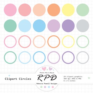 Circles Digital Clip Art Set, Geometric, Pastel Colours, Png ,jpeg ...